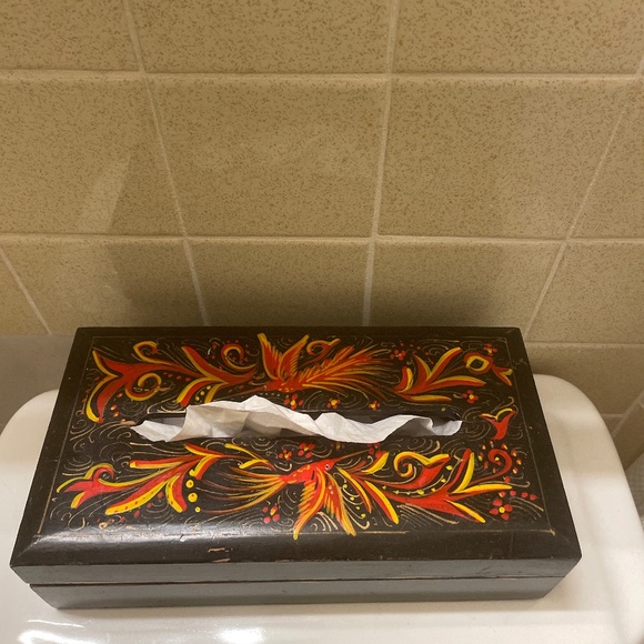 Accents | Beautiful Handmade Enamel Paint Wood Tissue Box | Poshmark